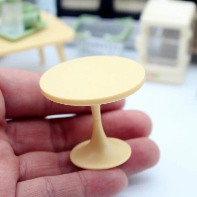 DOLLHOUSE DIY MINI Round Table Micro Scene Model Bedroom Family Toys ...