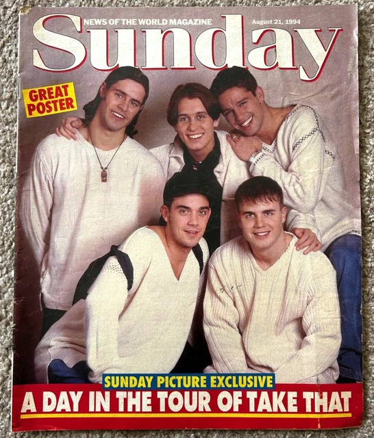 SUNDAY MAGAZINE 21/8/1994 TAKE THAT Nick Berry JOHNNY DEPP Kate Moss ...