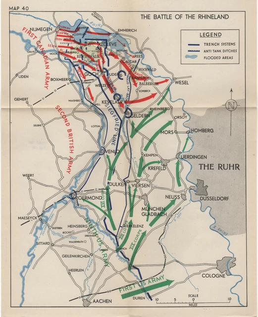 VINTAGE MAP WW2 The Battle Of The Rhineland £24.00 - PicClick UK