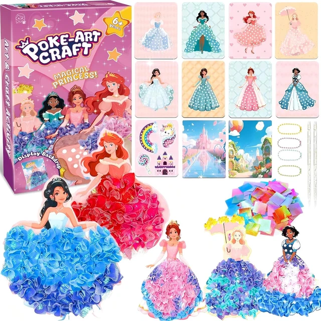 ARTS AND CRAFT Kits for Kids, Poke-In Art - Princess for 6 7 8 9 10 ...