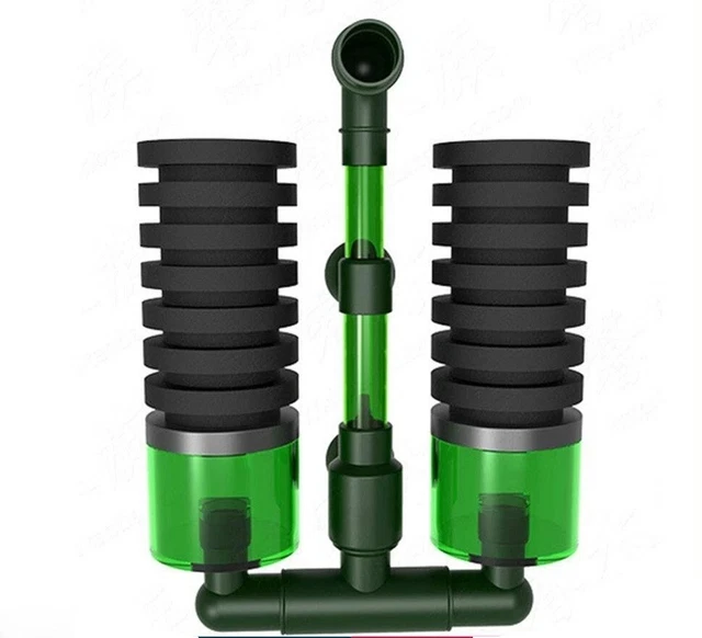 DOUBLE HEAD AQUARIUM Sponge Filter Fish Tanks Oxygen Filtration Pump QS ...