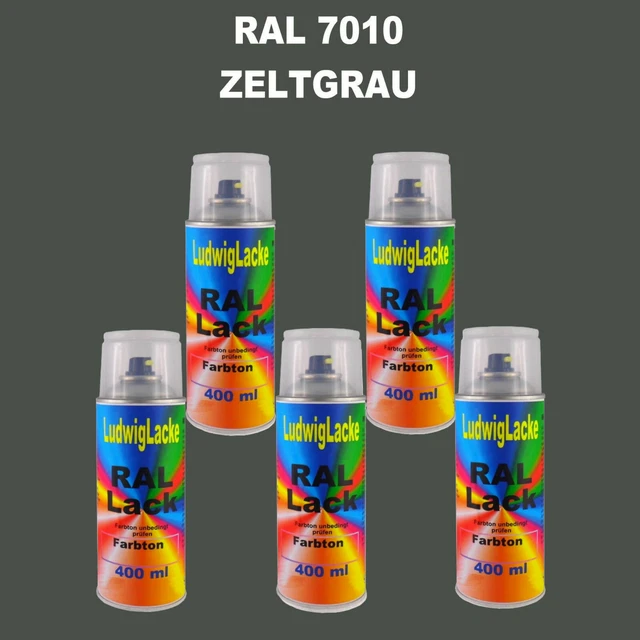 RAL 7010 TENTE-GRIS Brillant Spray 5 X 400ml Aérosol Spray Peinture Top ...