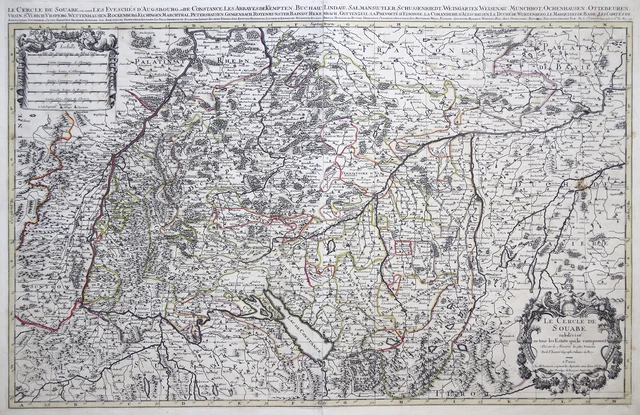 SCHWÄBISCHER KREIS ORIGINAL Kupferstich Landkarte Jaillot Mortier 1692 EUR 500,00 - PicClick DE