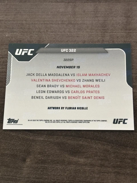 2025 TOPPS NOW UFC 322 Maddalena vs. Makhachev ARTIST FIGHT POSTER SP ...