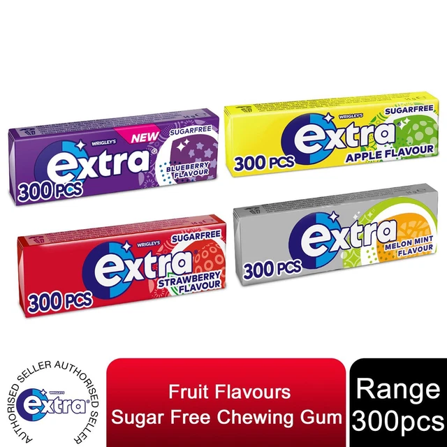 WRIGLEY'S EXTRA CHEWING Gum Fruit Flavours Sugar Free x30 Packs (300 ...