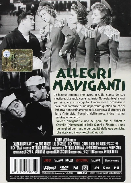 ALLEGRI NAVIGANTI DVD Italian Import (DVD) Abbott Costello Powell Dodd ...