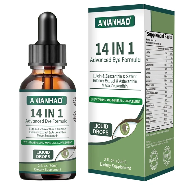 NATURAL EYE LIQUID Drop - Lutein Zeaxanthin Bilberry Zinc Vitamins E ...