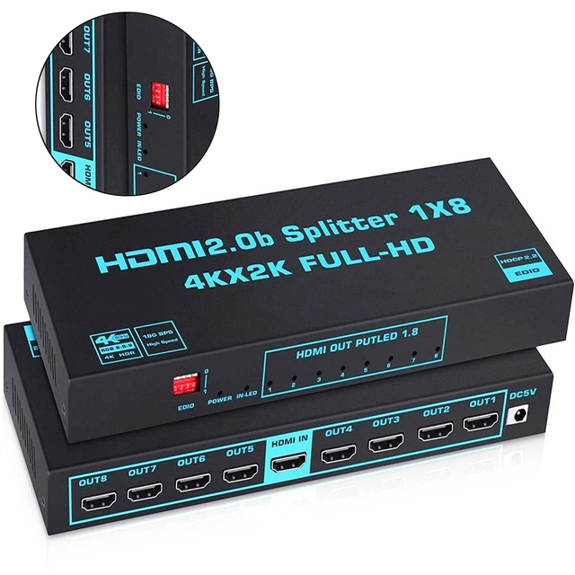 DC 5V/2A 4K HDMI Splitter 1x8 Splitter 1 In 8 Out Audio Video ...