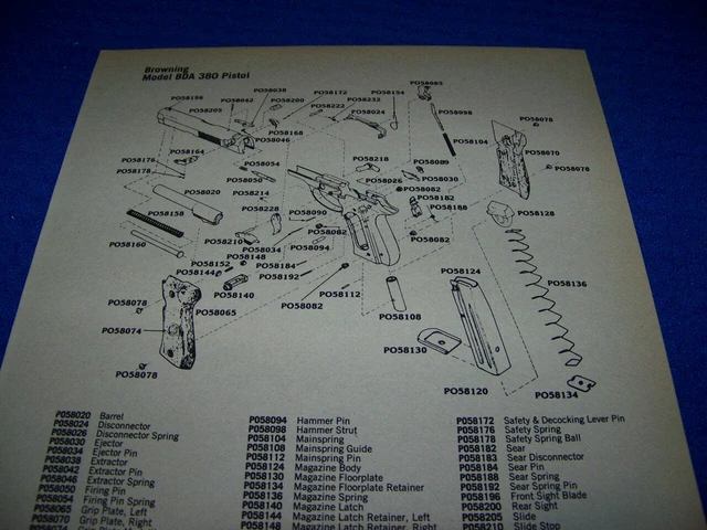 FUCILE D'AZIONE BROWNING Bda 380 Pistola/Leva Blr...legend/Exploded ...