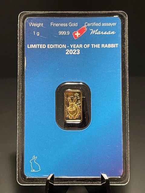 1 GRAM GOLD Bar Argor Heraeus 2023 Lunar Year of the Rabbit 999.9 Assay ...