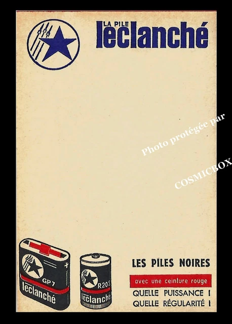 CARNET PUBLICITAIRE ANCIEN La PILE LECLANCHE pub piles noirs lumijet ...