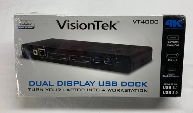 VISIONTEK UNIVERSAL DUAL 4K Monitor Laptop Docking Station HDMI DP ...