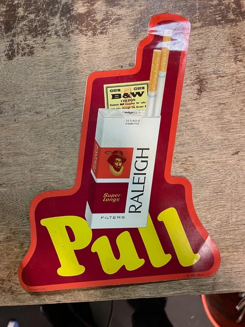 VINTAGE RALEIGH CIGARETTES Vending Machine Sticker Advertising Original ...