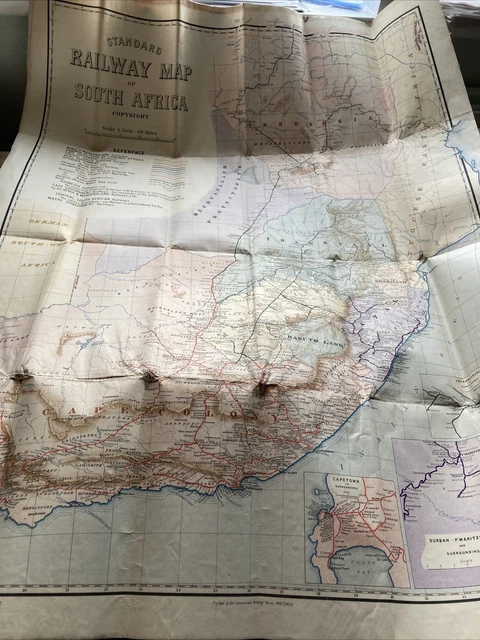 1907 RAILWAY MAP Of South Africa by Juta & Co, Linen-backed $25.68 ...