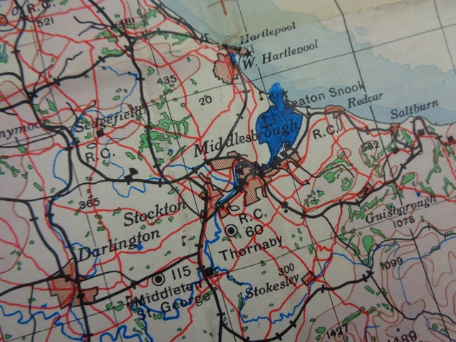 WW2 (1944) RAF "WAR" Map of "THE BORDER" (Newcastle, Middlesbrough ...