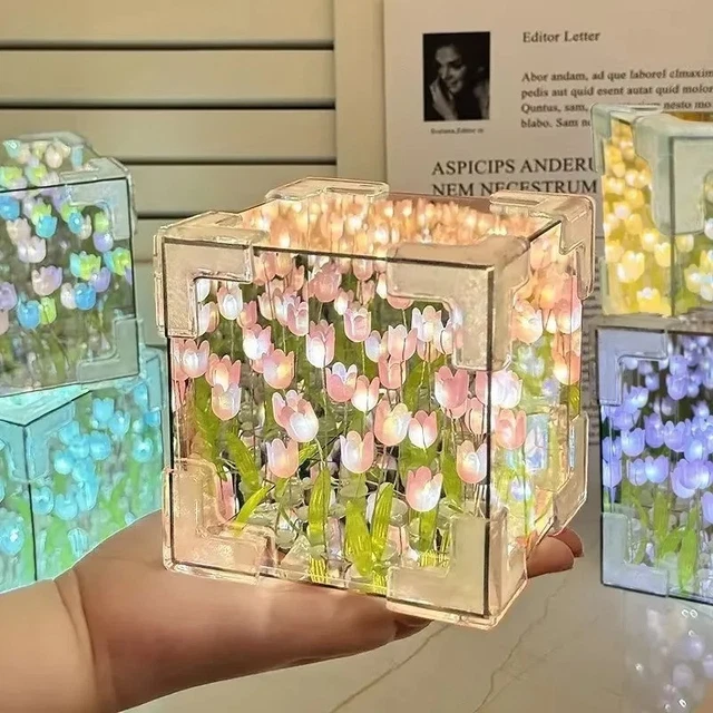 CREATIVE NIGHT LAMP - 3D Flower Cube Light for Home - Unique Gift for ...