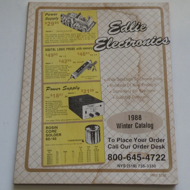 RARE EDLIE ELECTRONICS N.y.usa 1988 Winter Catalog Radio Project Parts ...