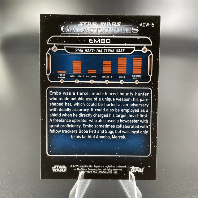 STAR WARS TOPPS 2017 Galactic Files Card Embo-Bounty Hunter- #ACW-16 ...