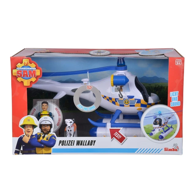 FIREMAN SAM POLICE Helicopter Wallaby Flying Rescue Lights Sounds ...