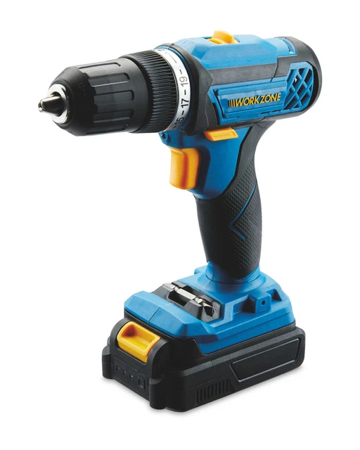 WORKZONE 20V LI-ION Cordless Hammer Drill - 1 Battery & 1 Charger ...