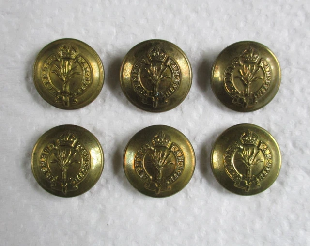 6X BRITISH ARMY:&WELSH GUARDS BRASS BUTTONS" (Small, 19mm, WW1-WW2 Era ...