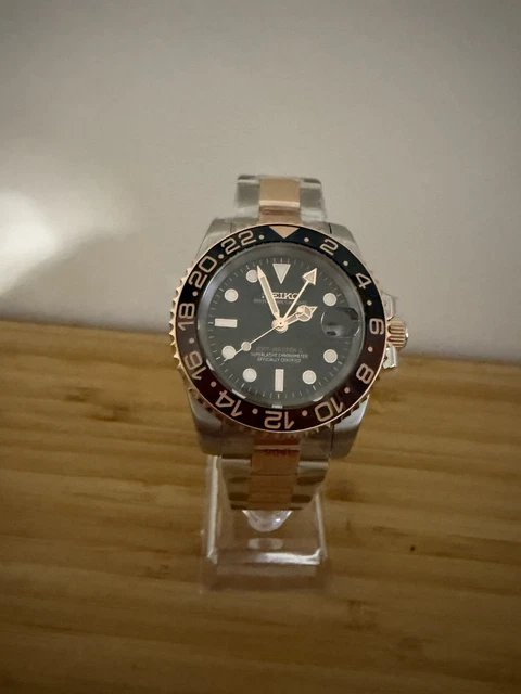 SEIKO ‘ROOT BEER’ GMT Master Custom Mod Watch Sapphire Glass Automatic ...