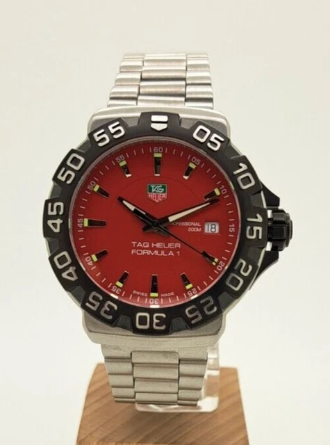 TAG HEUER FORMULA 1 WAH1112 Red dial Stainless Steel Swiss Quartz Watch ...