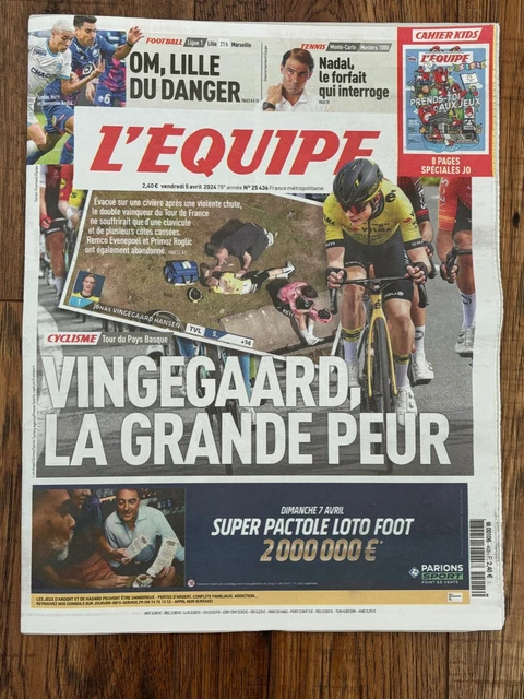 L'ÉQUIPE JOURNAL 5/4/24 N° 25436 avec supplément CAHIER KIDS JO à l'intérieur EUR 2,00 - PicClick FR