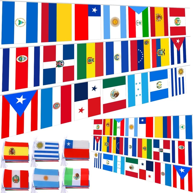 6 SET 21 Spanish Language Speaking Countries Flags Banner String for ...