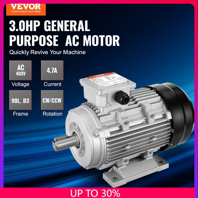 VEVOR 2,2KW ELEKTROMOTOR 2890U/min AC 400V 50Hz 4,7A 3-Phasen 24mm ...
