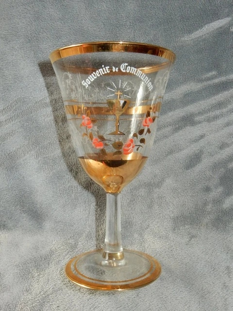 ANCIEN VERRE SOUVENIR De Communion Décor Or Fin Proche Du Neuf EUR 10,50 - PicClick FR
