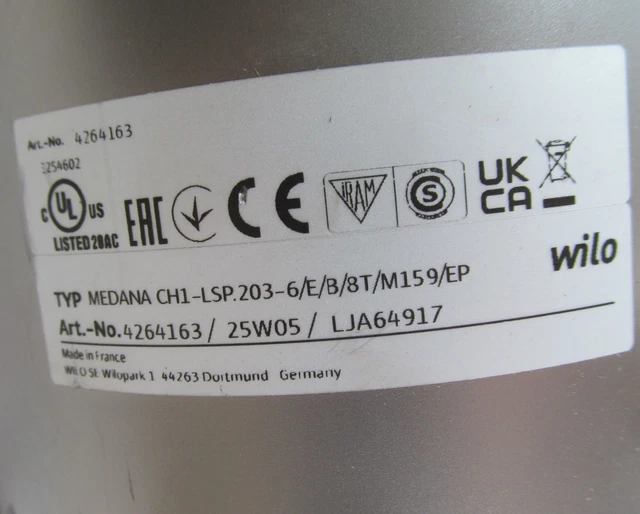 WILO MEDANA CH1-LSP Series Centrifugal Pump And Motor Ch1-Lsp.203-6/E/B/8T/M159 $560.12 ...