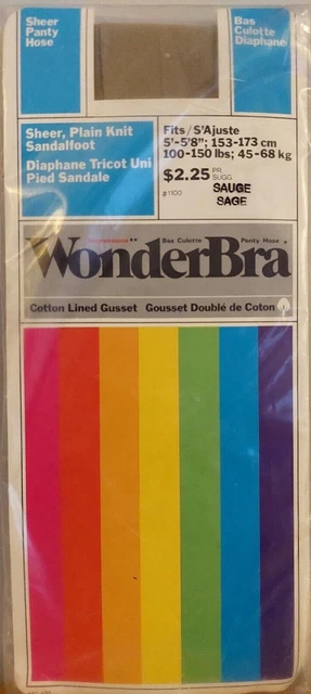 VINTAGE PANTYHOSE RARE Wonderbra All Sheer Sandalfoot Plain Knit Color ...