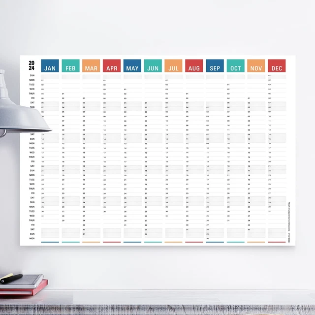 CALENDARIO 2024 ANNO non montato colorato calendario lavoro casa ...