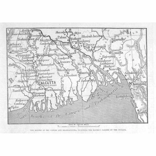INDIA MAP SHOWING Mouth of Ganges and Brahmaputra - Antique Print 1876 ...
