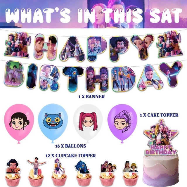 KPOP DEMON HUNTERS Birthday Party Decorations Rumi Banner Balloons Cake ...