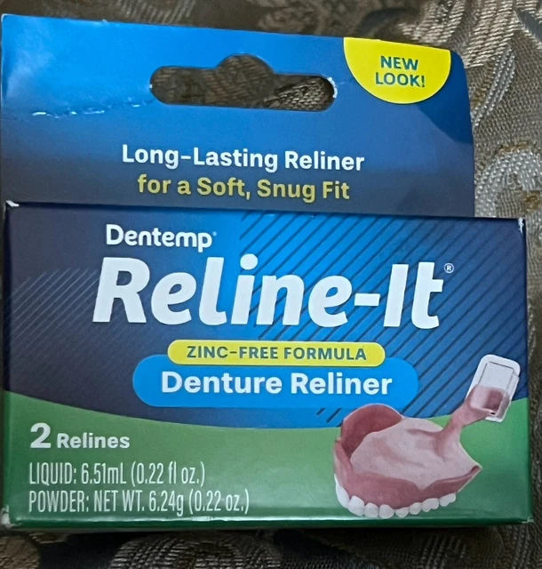 DENTEMP RELINE-IT DENTURE Reliner For Upper & Lower Dentures 2 Reliners ...