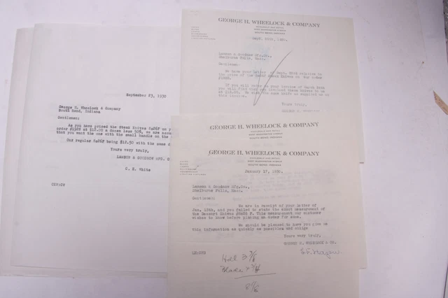 1930 LAMSON GOODNOW George H Wheelock Co South Bend IN Letters Ephemera ...