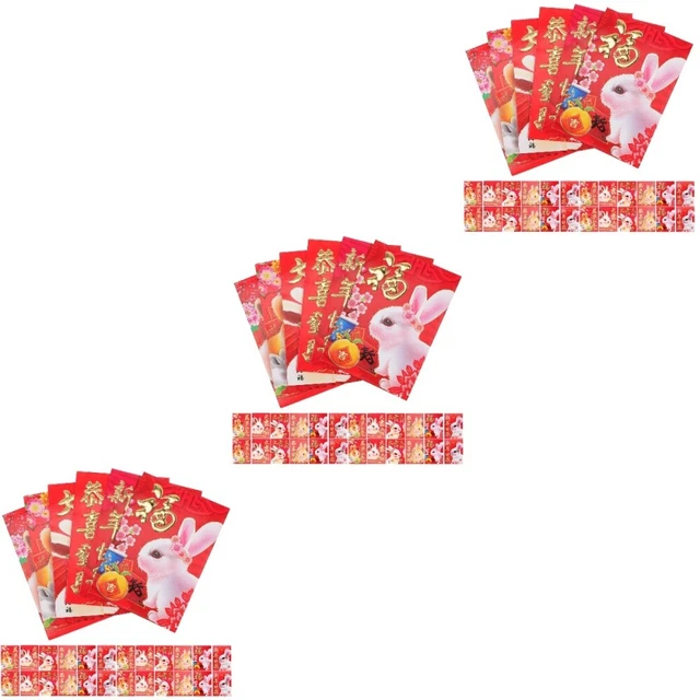 180 PZ 2023 Anno Il Coniglio Rosso Pacchetti Busta Cinese Hong Bao EUR 23,38 - PicClick IT