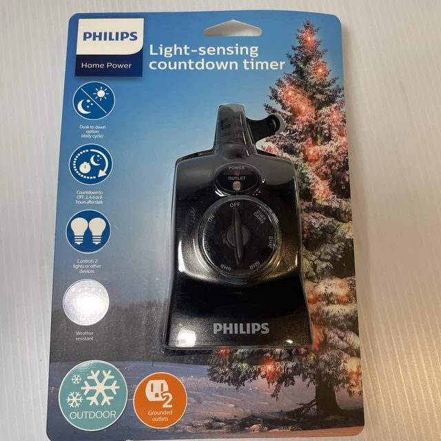 PHILIPS LIGHT SENSING Countdown Timer Outdoor Grounded Outlets Lights ...