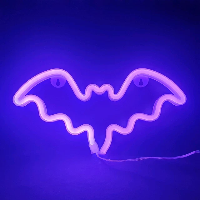 PURPLE LED NEON Light Bat Outdoor/Indoor Halloween Haunt House ...