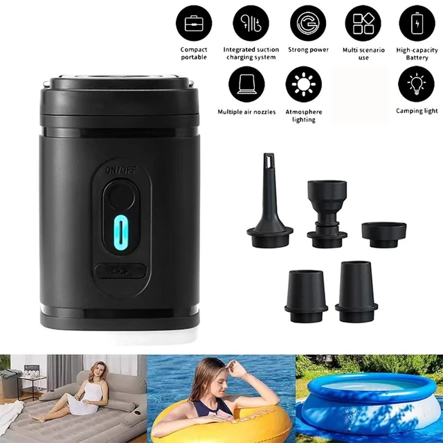 PORTABLE ELECTRIC AIR Pump Rechargeable Inflate Deflate for Camping Bed ...
