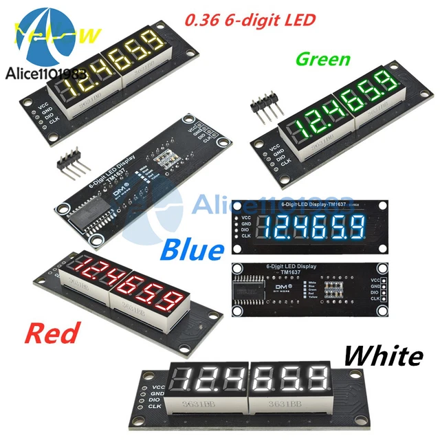 DIGITAL 0.36& INCH 7-Segment 6-Digit LED Display TM1637 Tube Module 5 ...