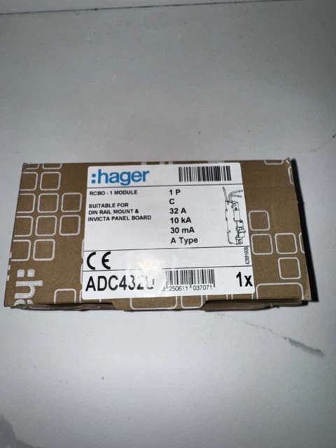 HAGER RCBO 10KA 30ma C32a Type A Brand New In Box £15.08 - PicClick UK