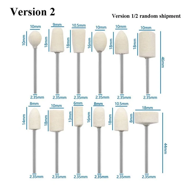 2.35/2.2MM SHANK GRINDING Head Wool Wheel Manicure Polishing Wool ...