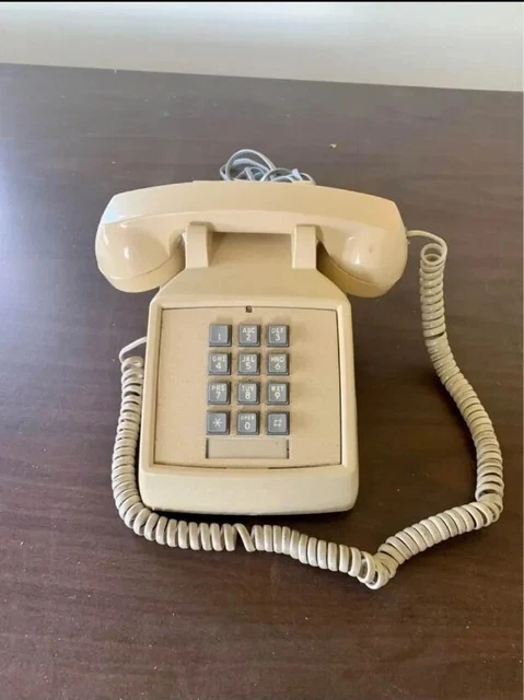 VINTAGE TELEPHONE ITT Push Button Touch-Tone Desk Phone Beige Tan Corded 2500 £76.04 - PicClick UK