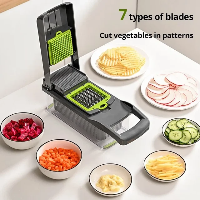 12-IN-1 VEGETABLE SLICER & Chopper Multi Cutter Grater Shredder & Food ...
