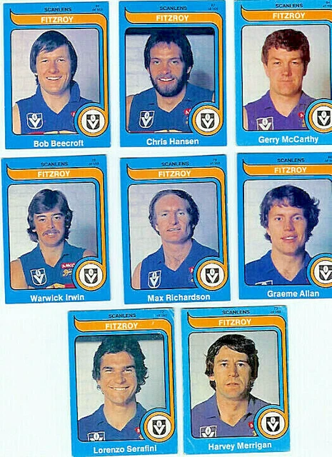 FITZROY LIONS FOOTBALL Club 1980 VFL Scanlens Football Cards Lot ...