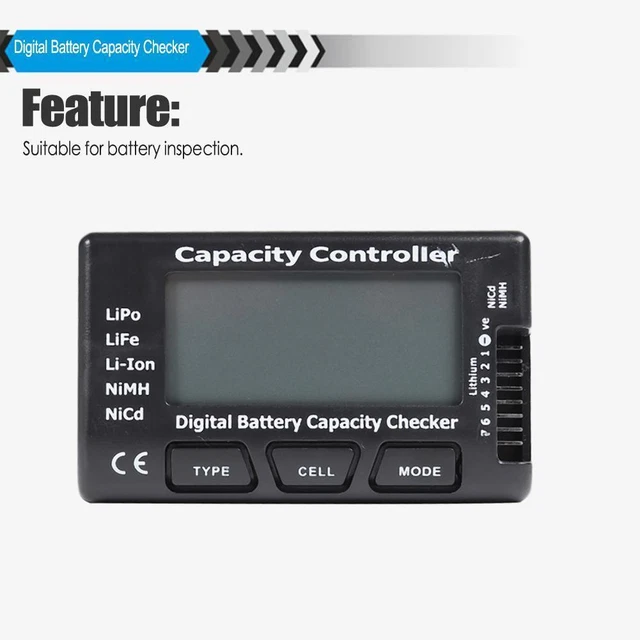 CELL BATTERY CAPACITY Checker RC CellMeter-7 Digital Battery Voltage ...