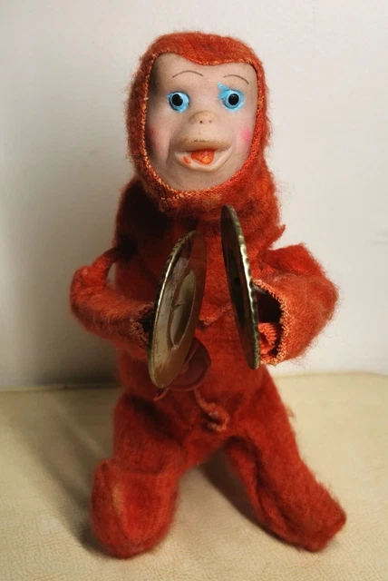 VINTAGE RARE 1960S Clockwork Windup Monkey Clapping Symbols and Jumping ...